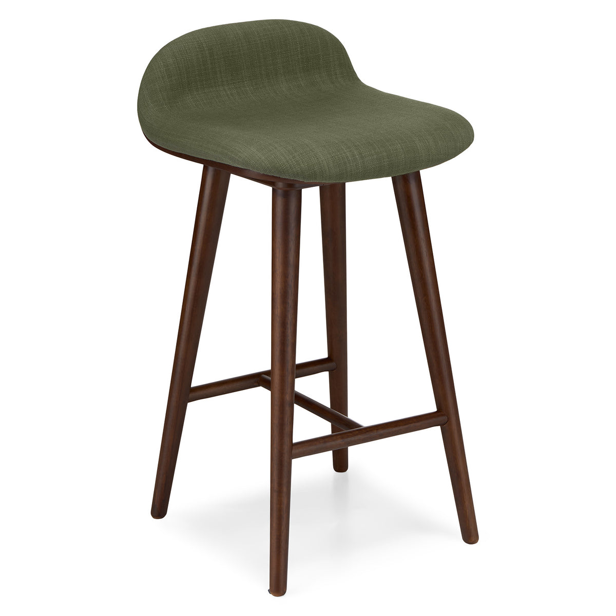 Leto Counter Stool - Walnut and Olio Green – The Furniture Shop - Toronto